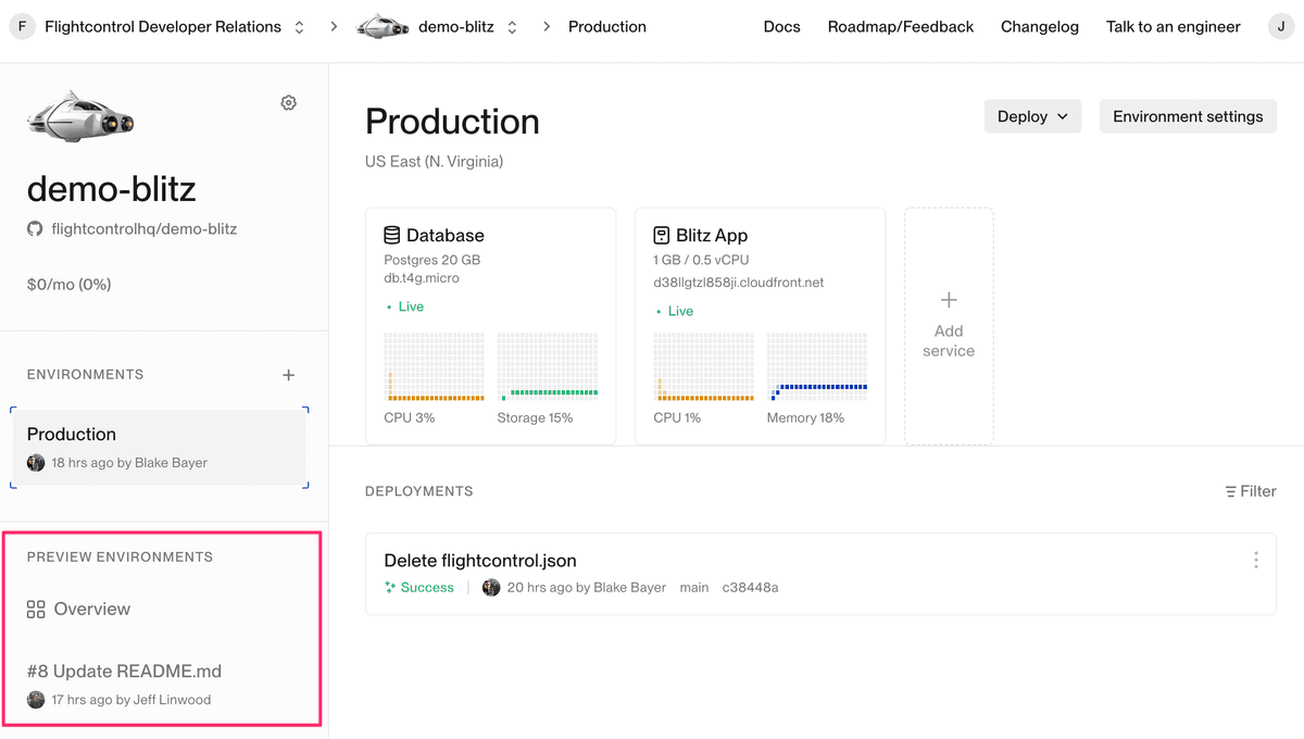 Preview Environments - Flightcontrol